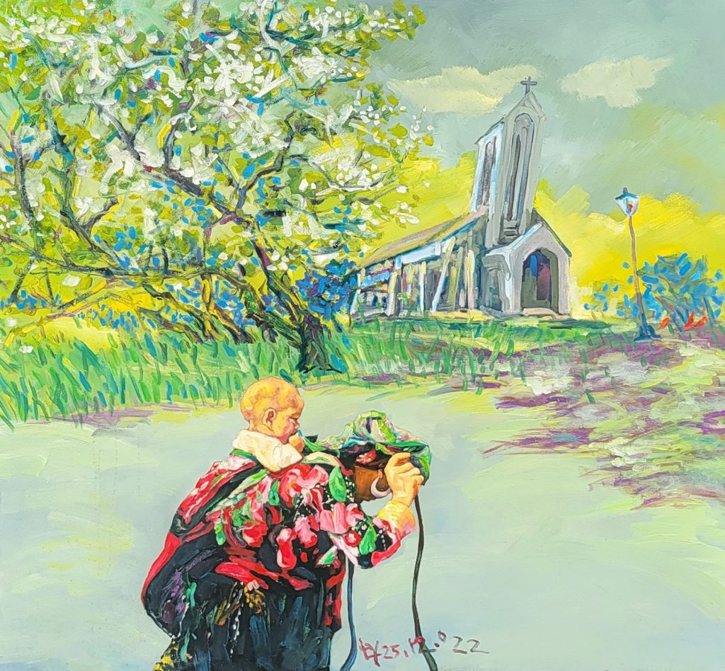 White Lotus - Vietnamese Oil Painting by Artist Le Ngoc Ly